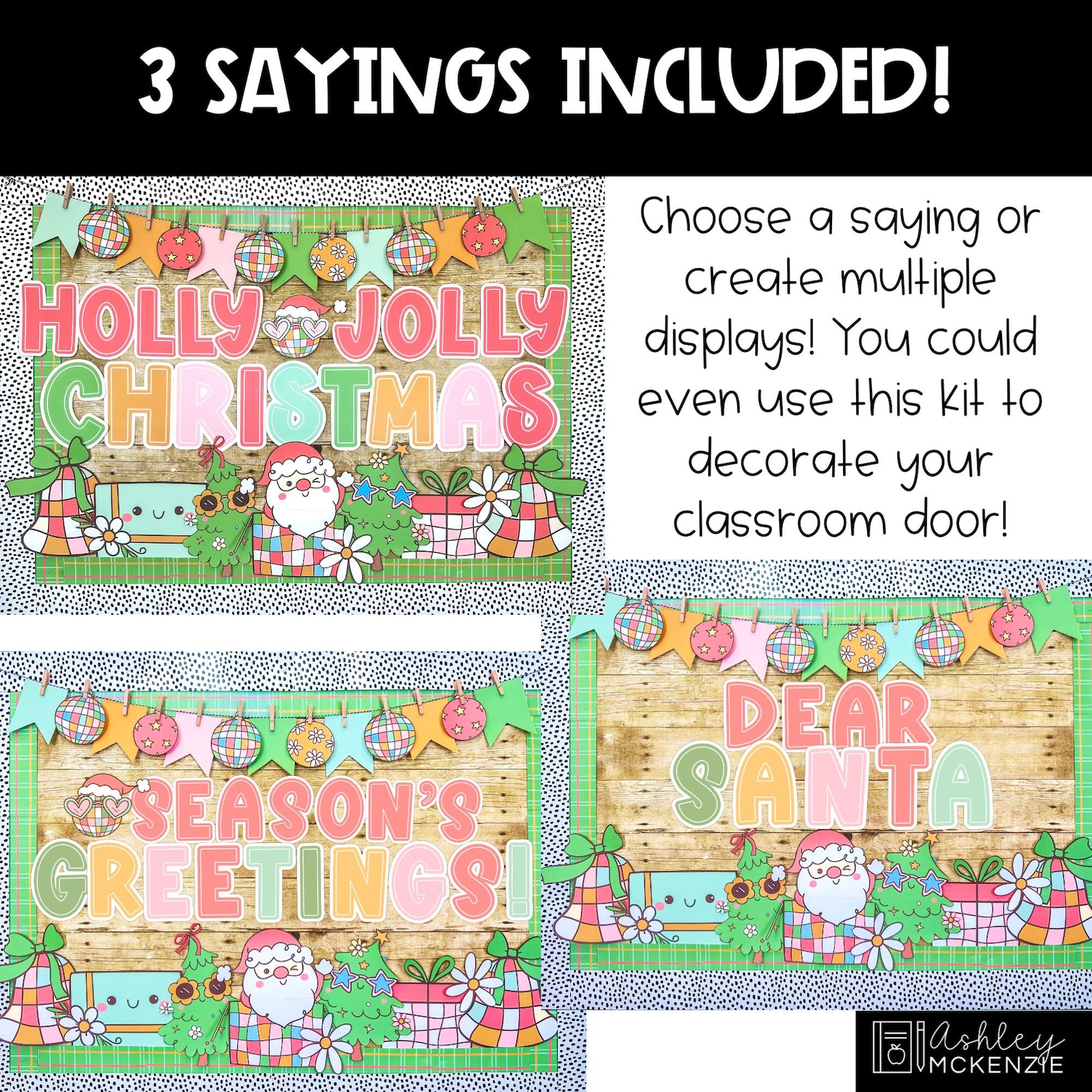Holly Jolly Christmas Bulletin Board Decor Bundle, Holiday Posters ...