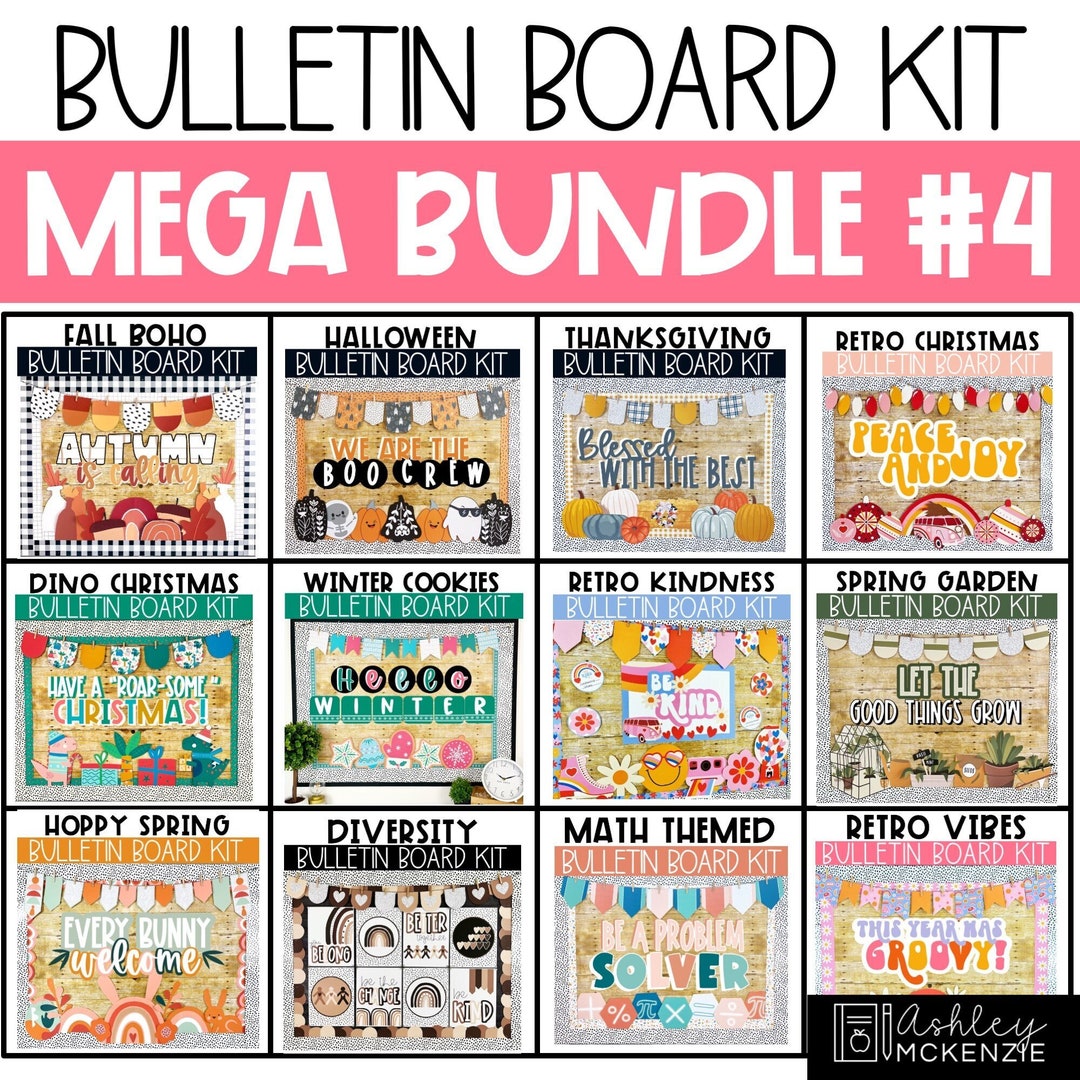 Bulletin Board Kits Bundle #4 Seasonal Classroom Decor for All Year 12 ...