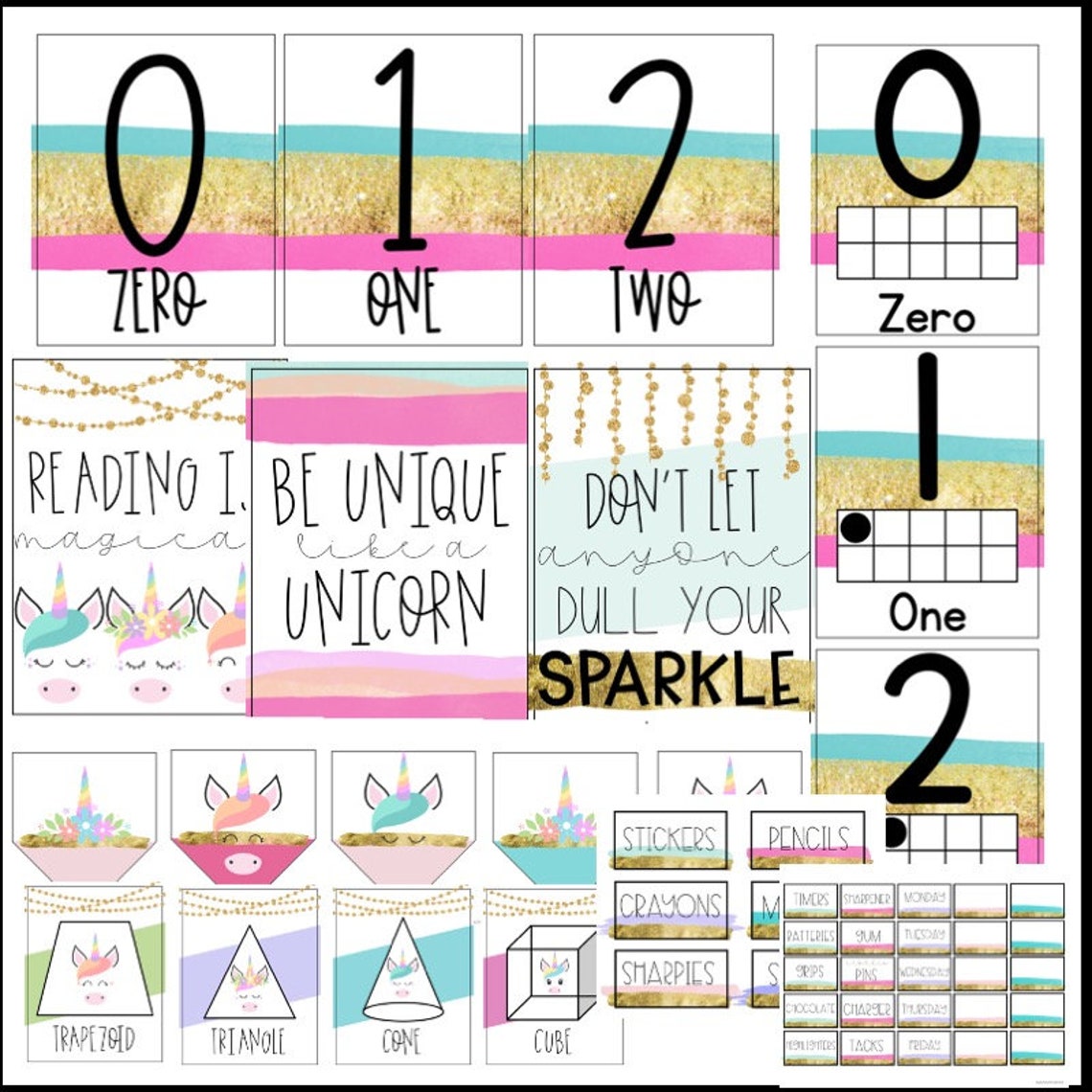 Unicorn Classroom Decor Bundle Easy and Modern Classroom - Etsy
