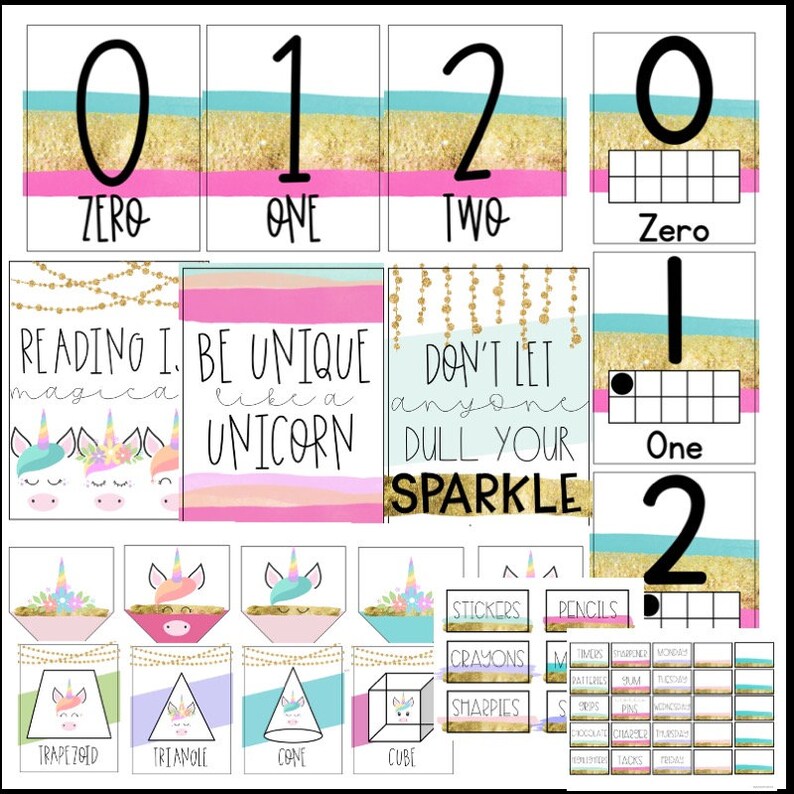 Unicorn Classroom Decor Bundle Easy and Modern Classroom - Etsy