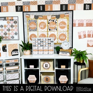 Boho Neutral Animal Print Classroom Decor Bundle, Easy and Modern ...