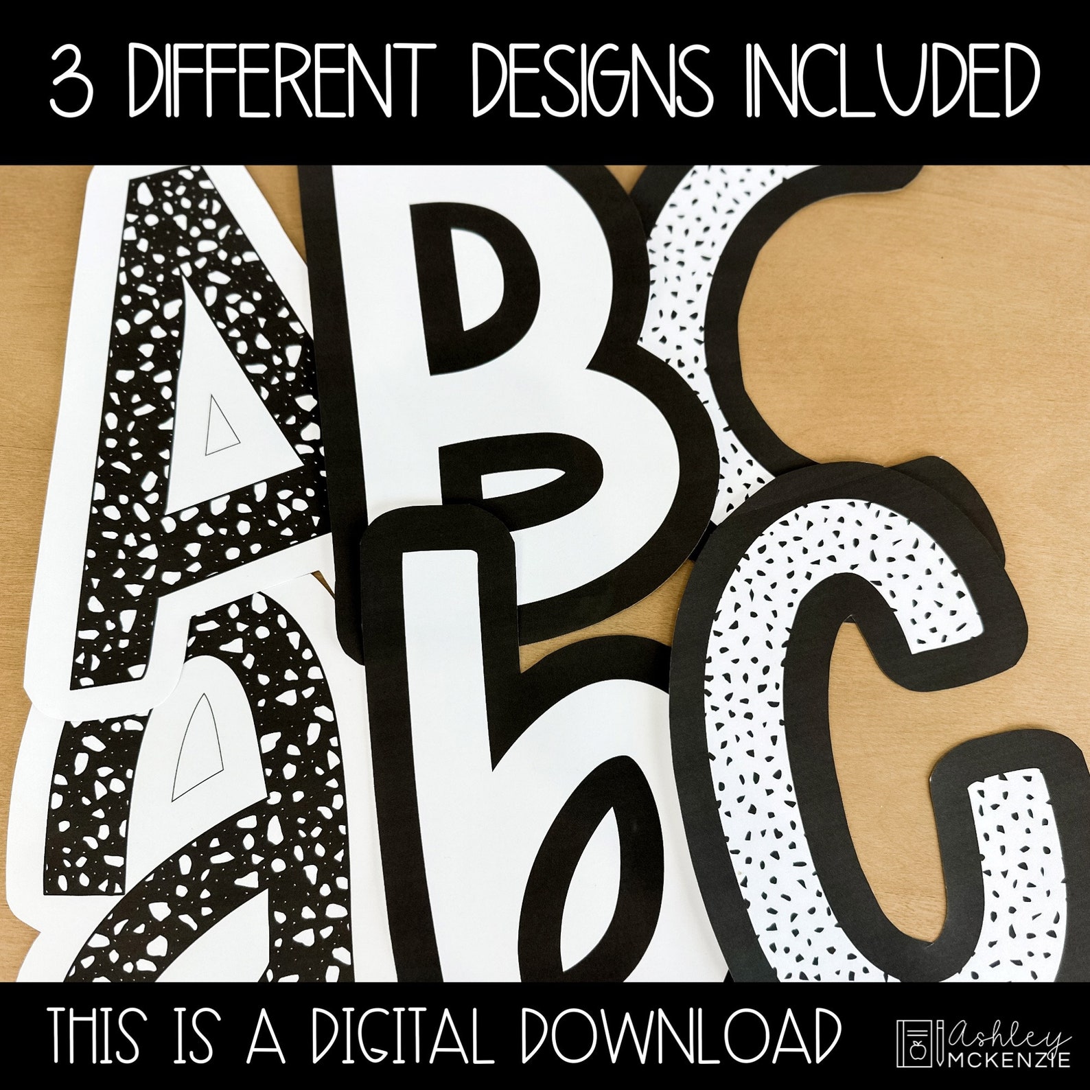 Black and White Classroom Decor Terrazzo Style A-Z Bulletin Board ...