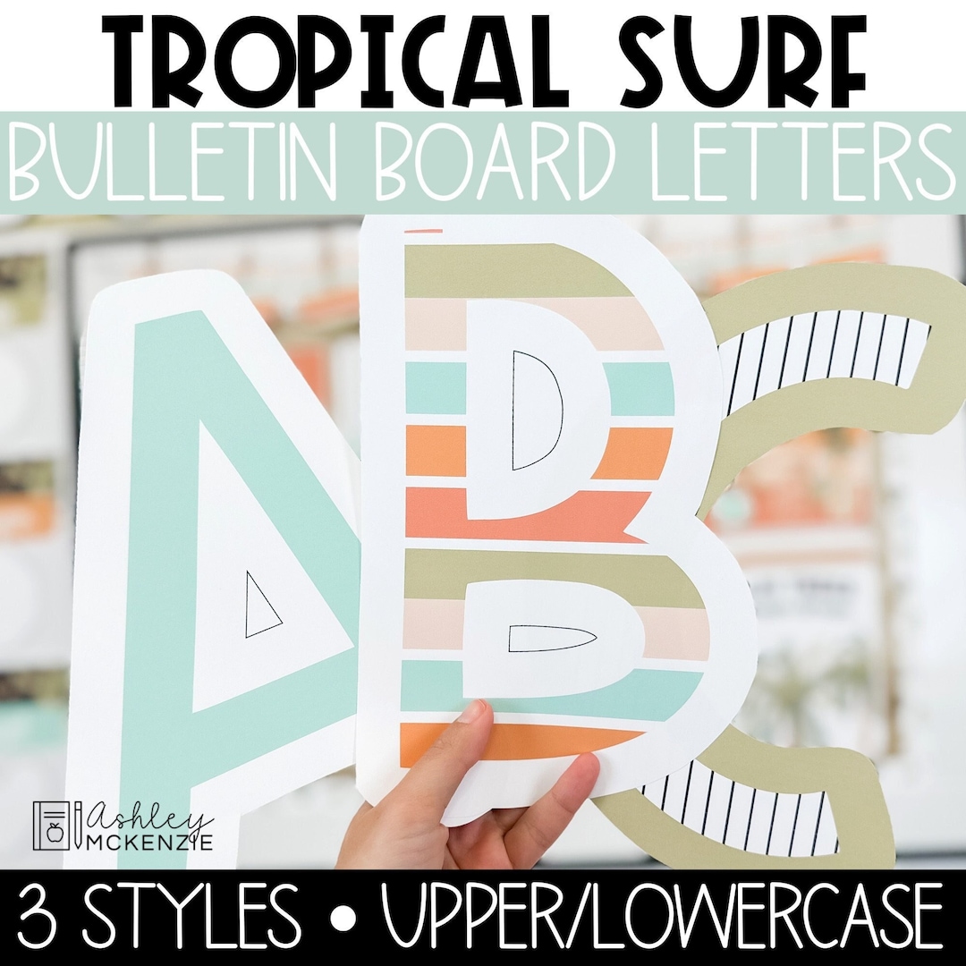 Tropical Surf Classroom Decor, A-Z Bulletin Board Letters, Punctuation ...