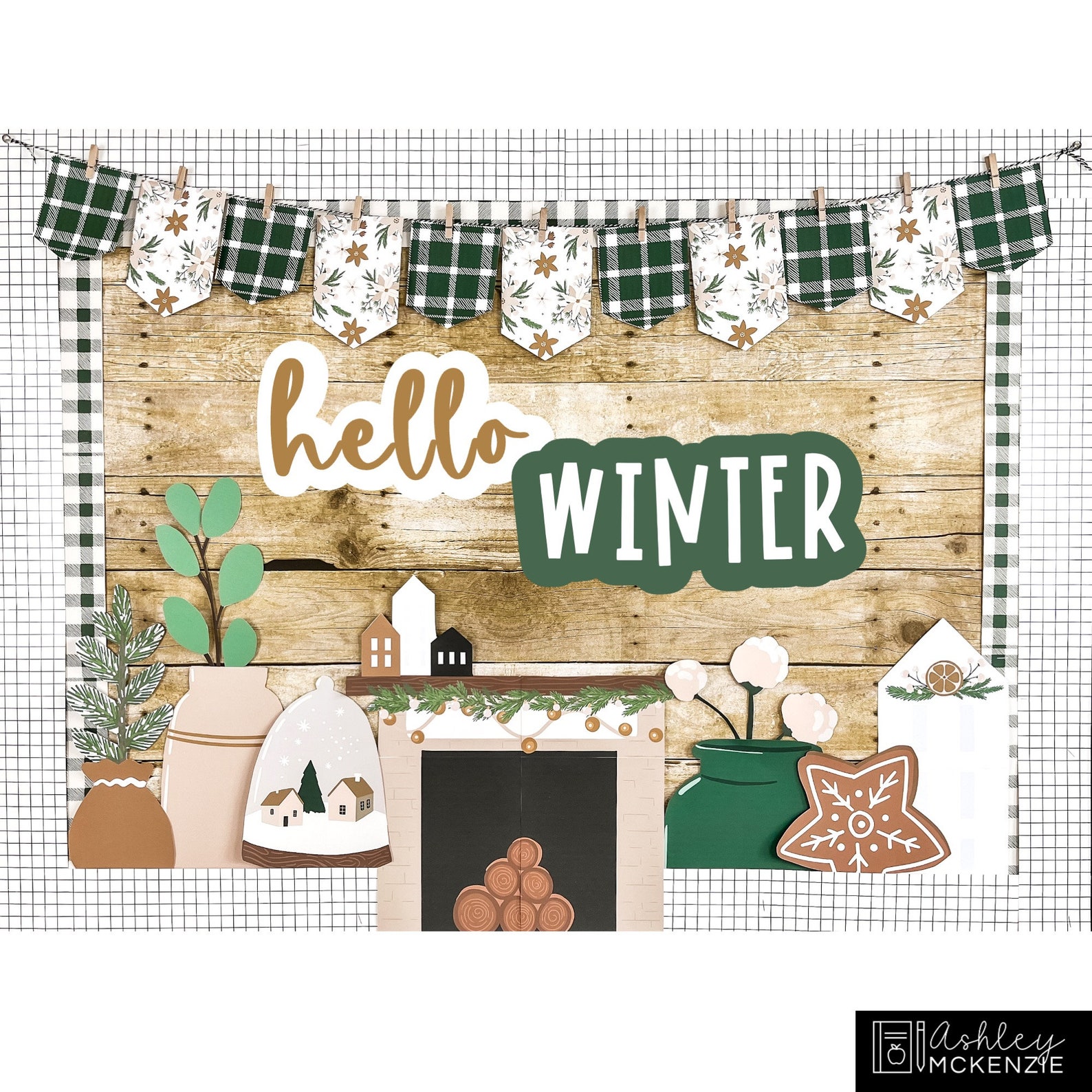 Modern Winter Bulletin Board Kit Holiday Season Theme Easy - Etsy
