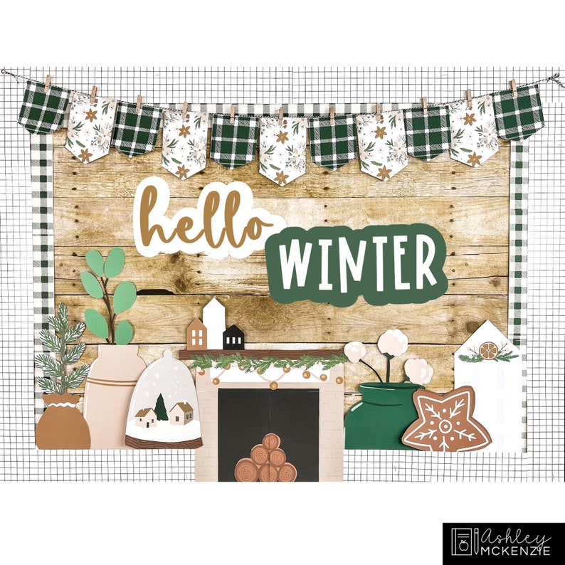 Modern Winter Bulletin Board Kit Holiday Season Theme Easy - Etsy