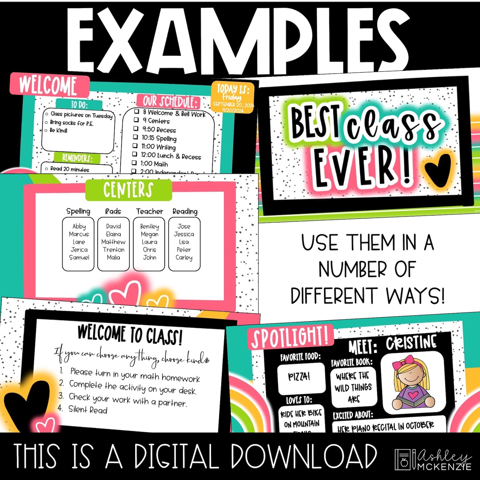 Neon Brights Google Slides and Powerpoint Templates, Modern Class Decor ...