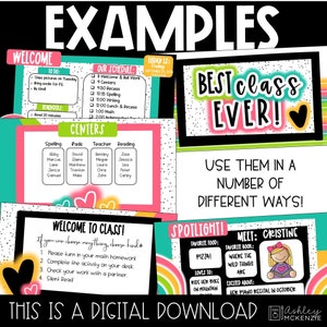 Neon Brights Google Slides and Powerpoint Templates, Modern Class Decor ...
