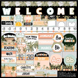 Beach Themed Classroom Decor Bundle, Tropical Surf Theme, Editable Calm ...