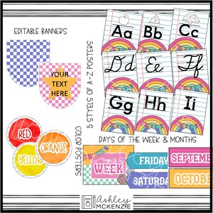 Bright Rainbow Classroom Decor Bundle Back to School Bulletin Board ...