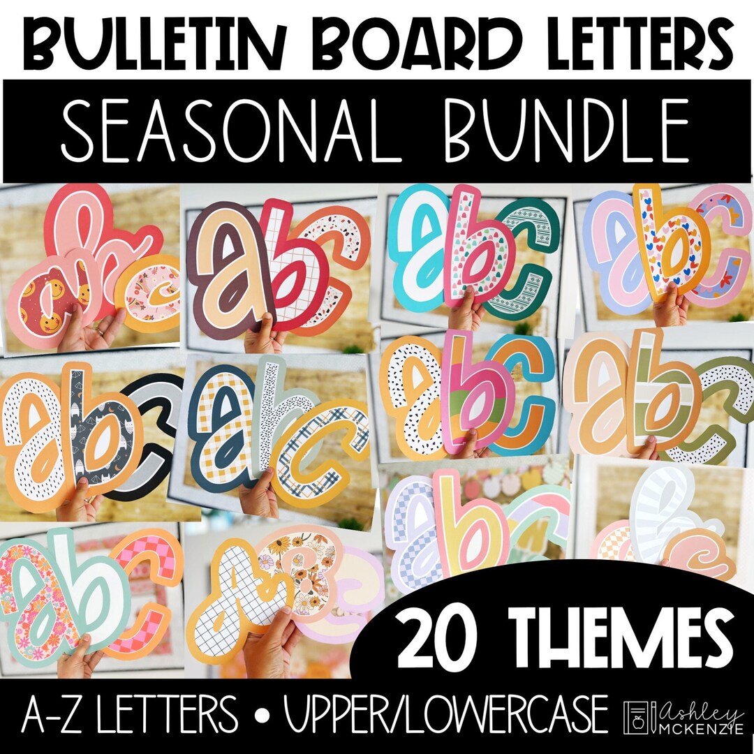 Seasonal A-Z Bulletin Board Letters Bundle, Punctuation, and Numbers ...