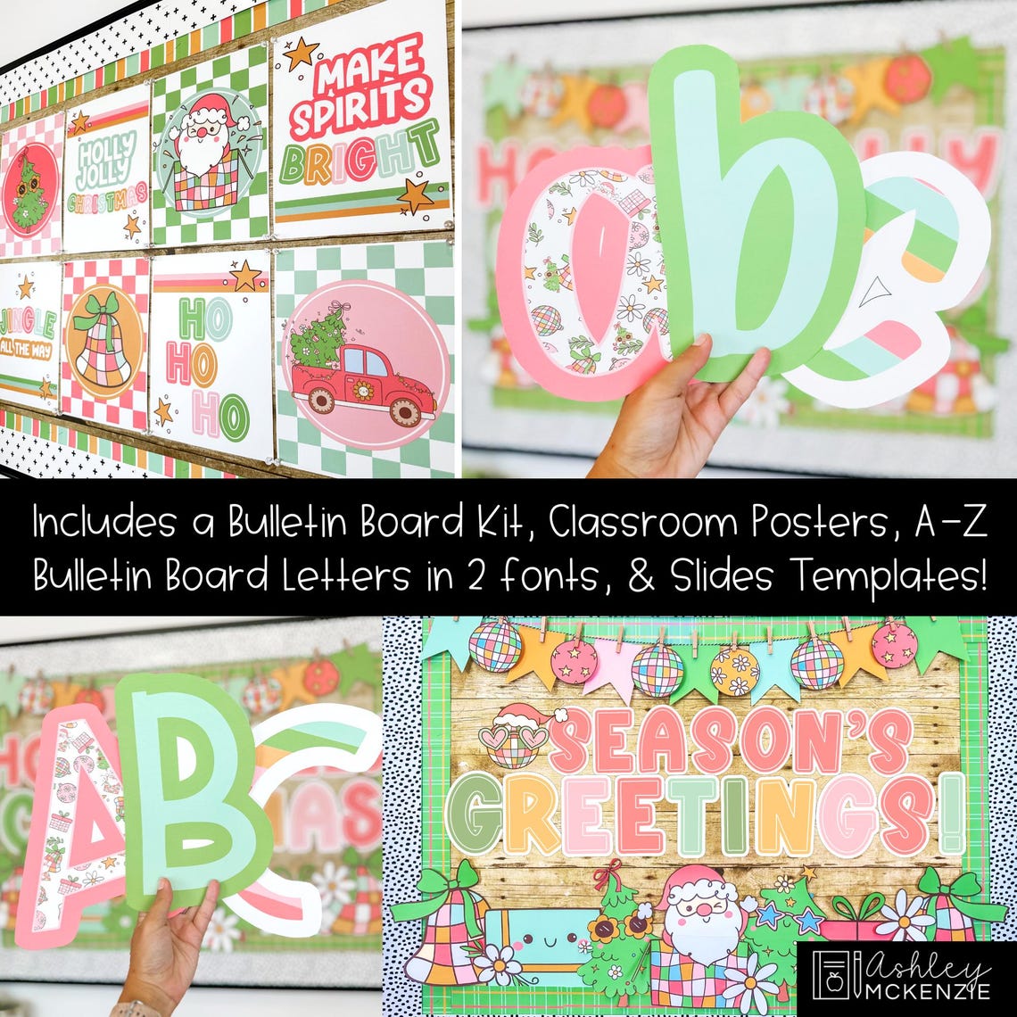 Holly Jolly Christmas Bulletin Board Decor Bundle, Holiday Posters ...