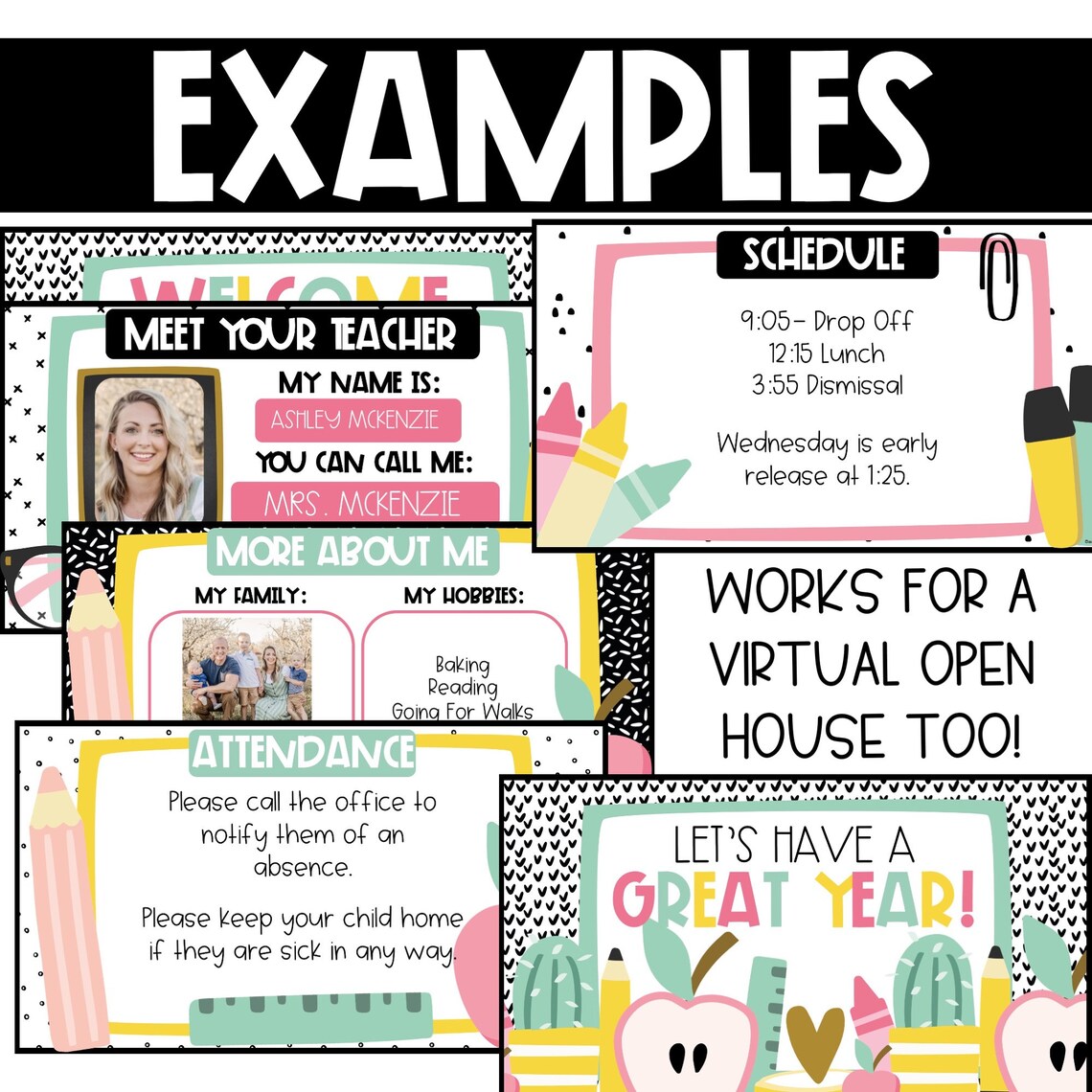 Welcome Back to School Open House Bundle Meet the Teacher Night Slides ...