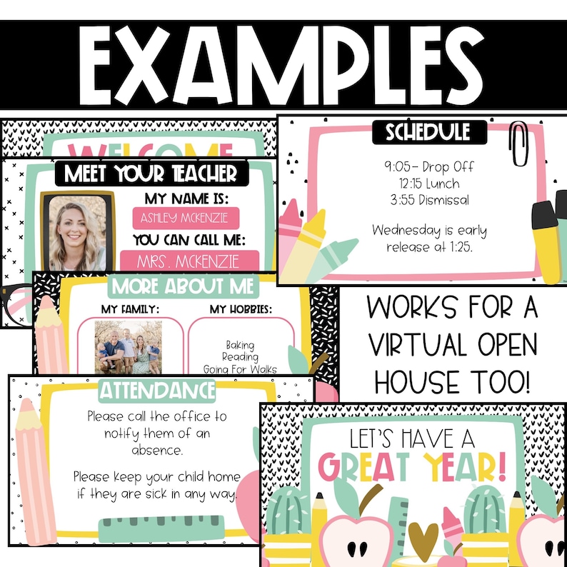 Welcome Back to School Open House Bundle Meet the Teacher Night Slides ...