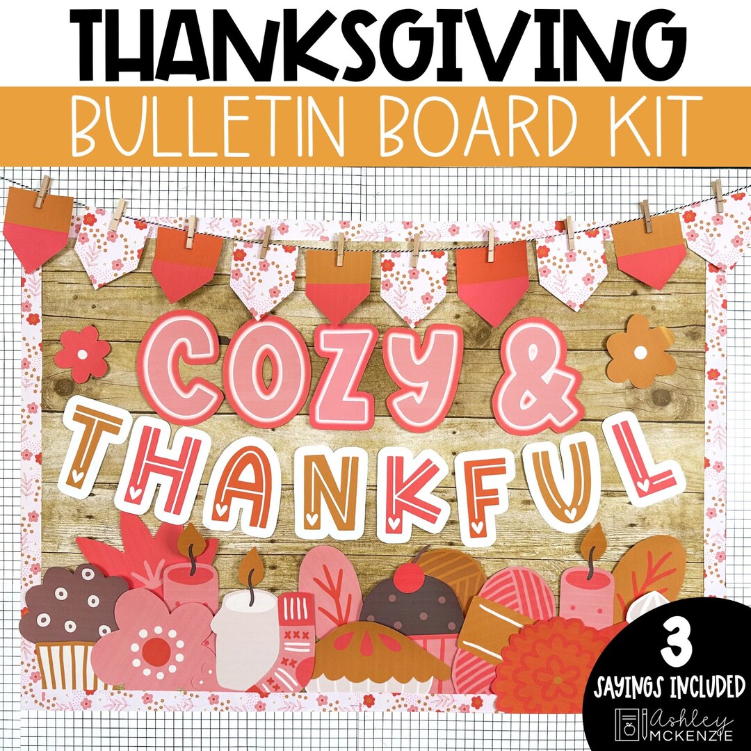 Cozy Thanksgiving Bulletin Board Kit, Autumn Classroom Decor, Easy ...