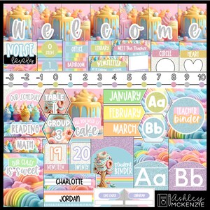 Pastel Classroom Decor Bundle Calm Colors Pastel Sweets Theme Editable ...