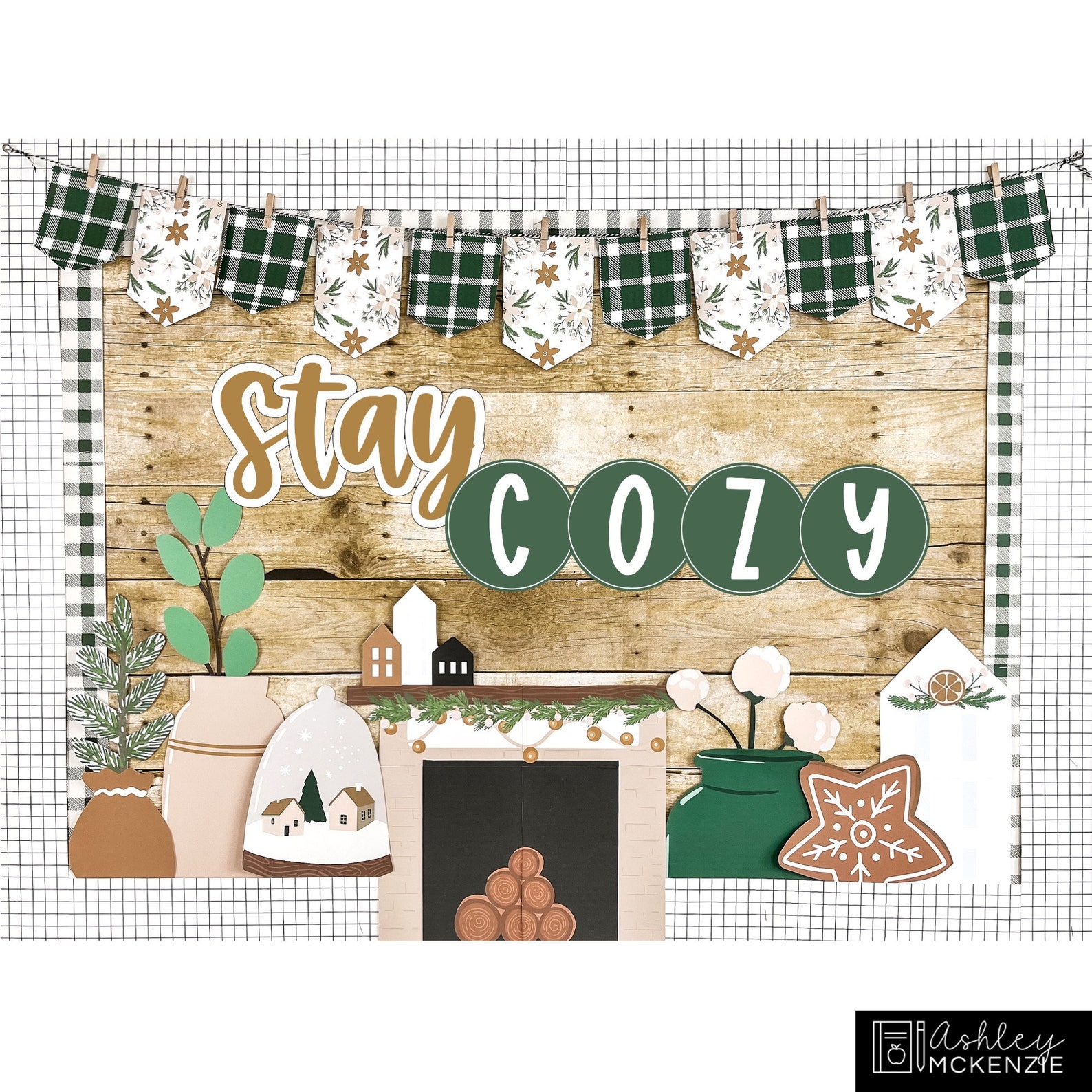 Modern Winter Bulletin Board Bundle Cozy Winter Posters December Door ...