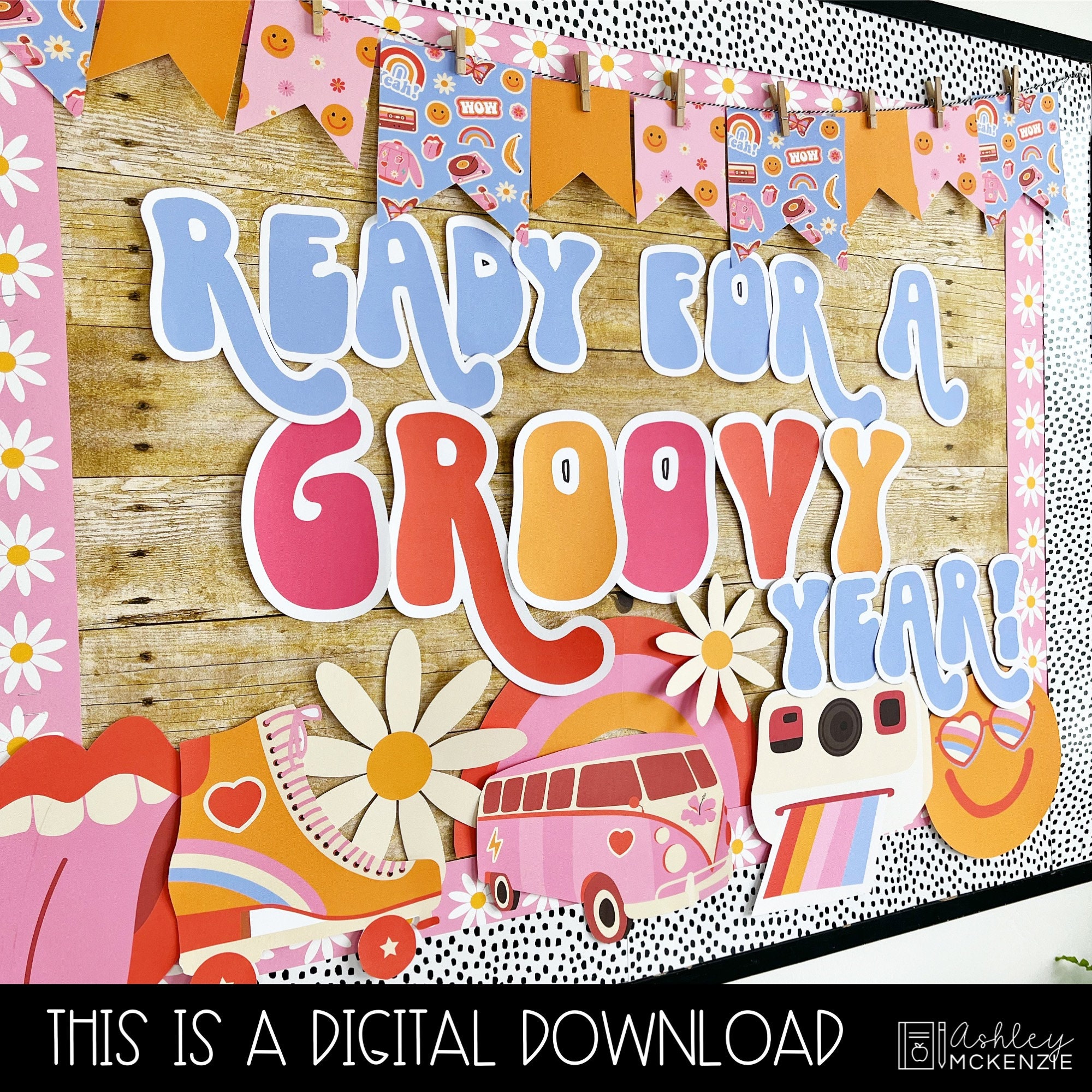 Retro Style Back to School Bulletin Board 1970s Theme Elementary ...