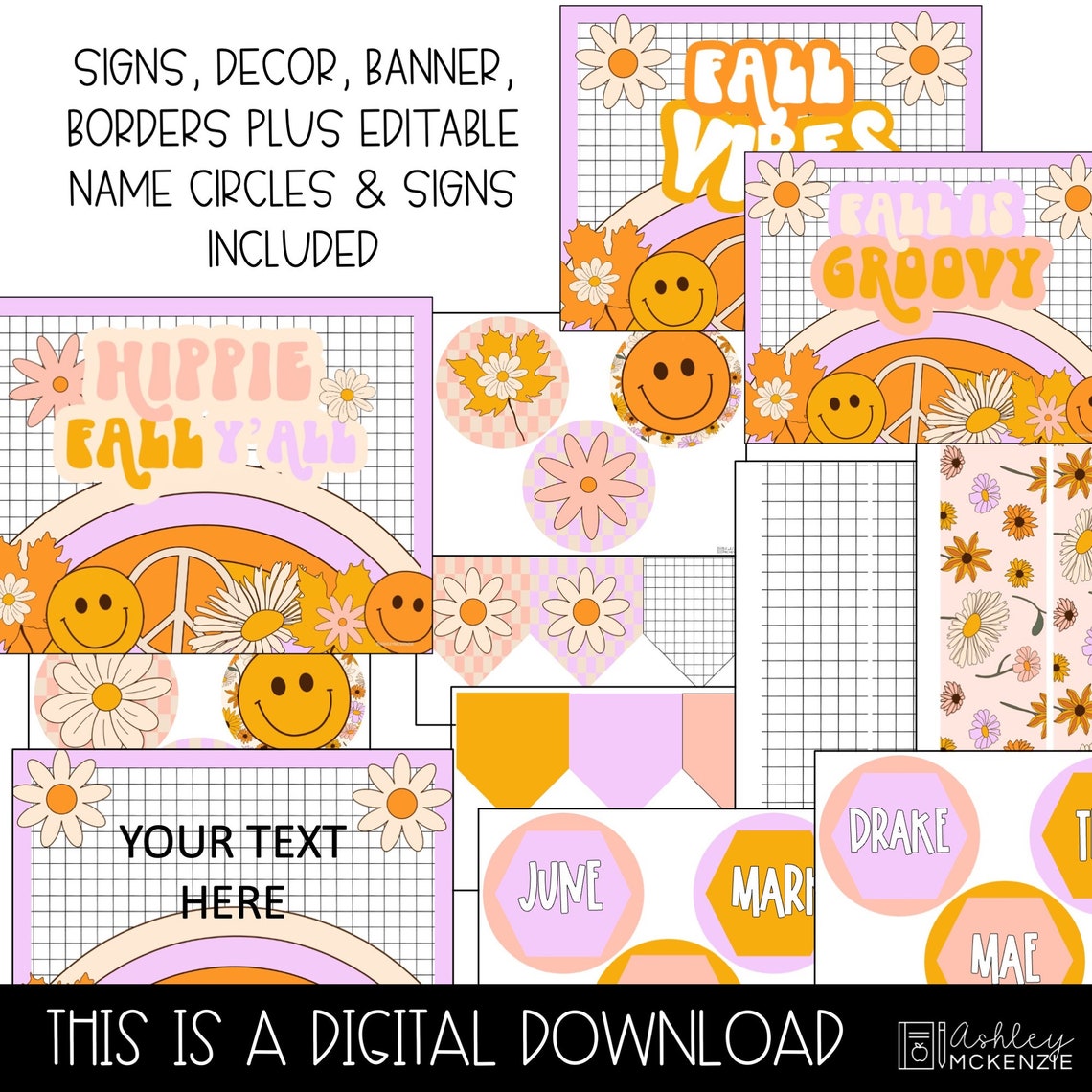 Retro Fall Classroom Door Decor Kit Autumn Classroom Decorations ...