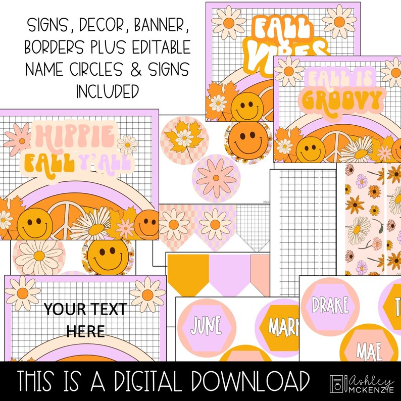 Retro Fall Classroom Door Decor Kit Autumn Classroom Decorations ...