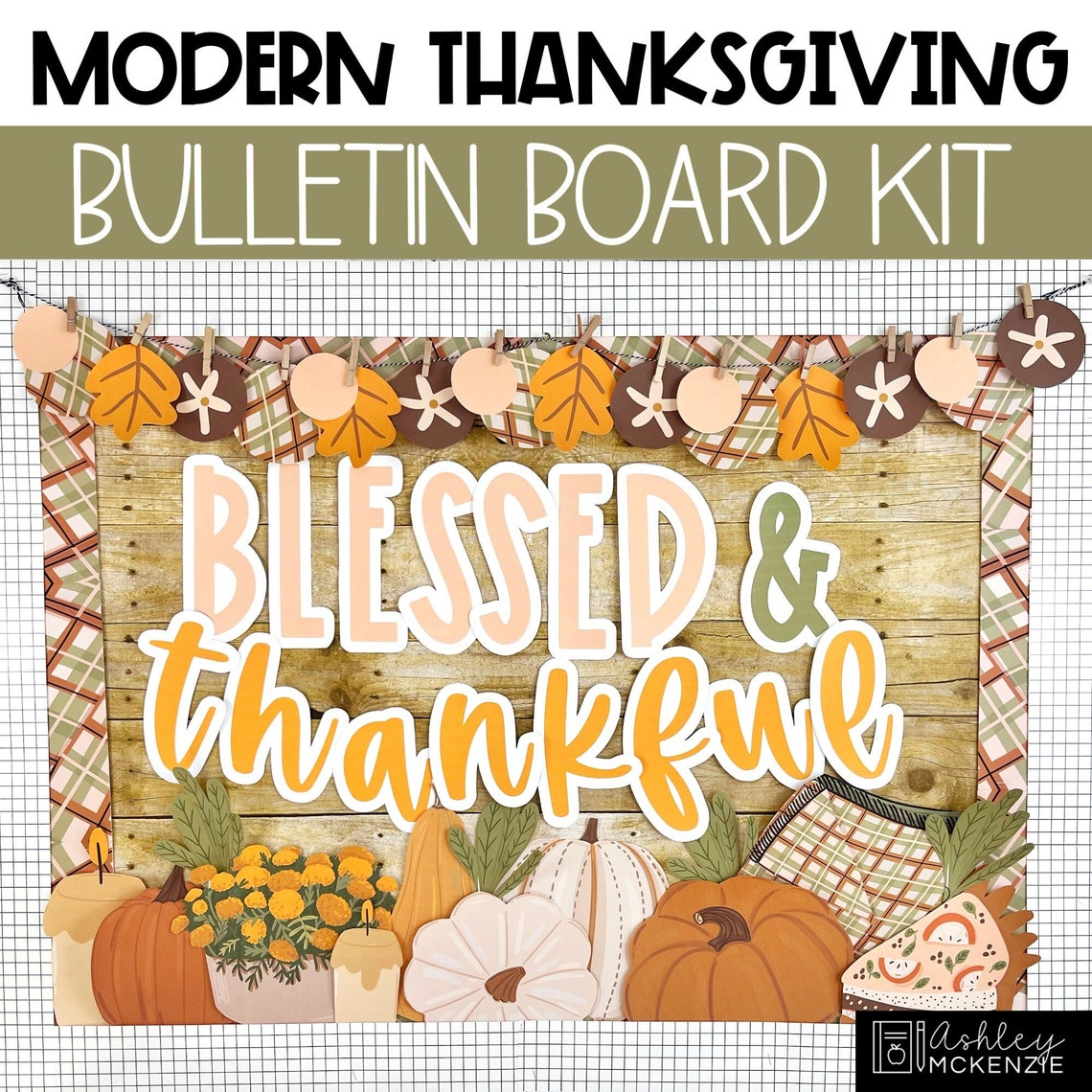 Modern Thanksgiving Bulletin Board Kit November Theme Easy - Etsy