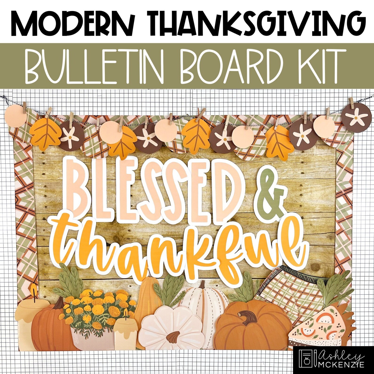 Modern Thanksgiving Bulletin Board Kit November Theme Easy - Etsy
