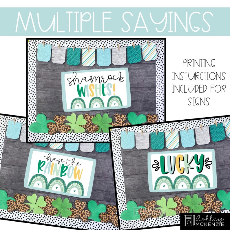 St. Patrick's Day Clovers Bulletin Board or Classroom Door Decor, Easy ...