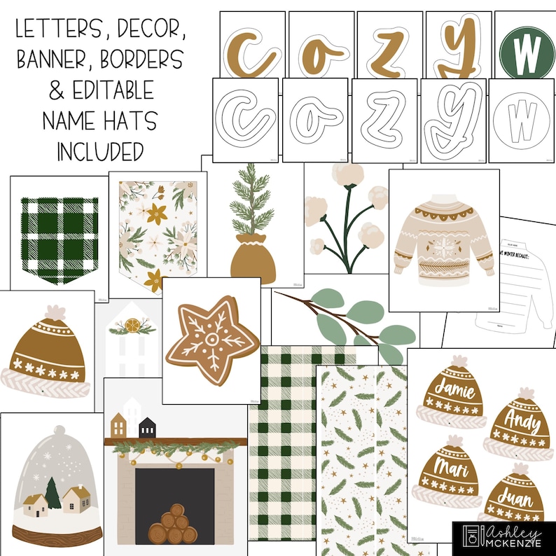 Modern Winter Bulletin Board Kit Holiday Season Theme Easy - Etsy