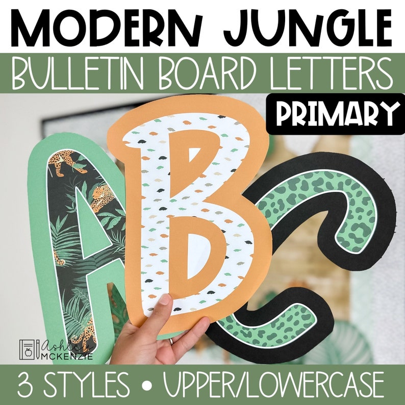 Modern Jungle Classroom Decor Primary Font A-Z Bulletin Board - Etsy