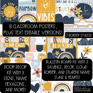 Boho Rainbow Classroom Decor, Bulletin Board Kit, Classroom Posters ...