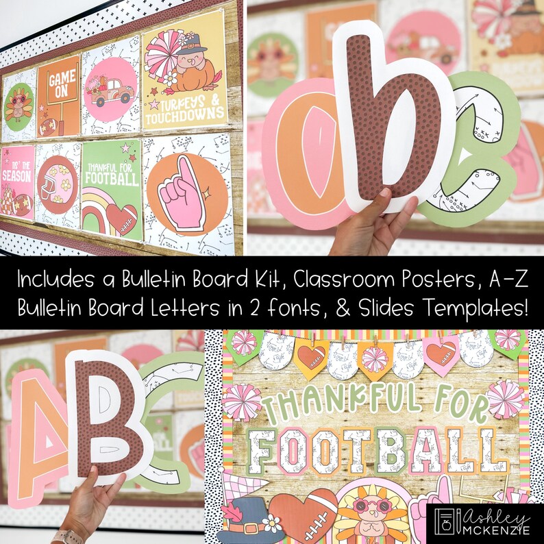 Thanksgiving Bulletin Board Bundle, Football Bulletin Board Kit ...
