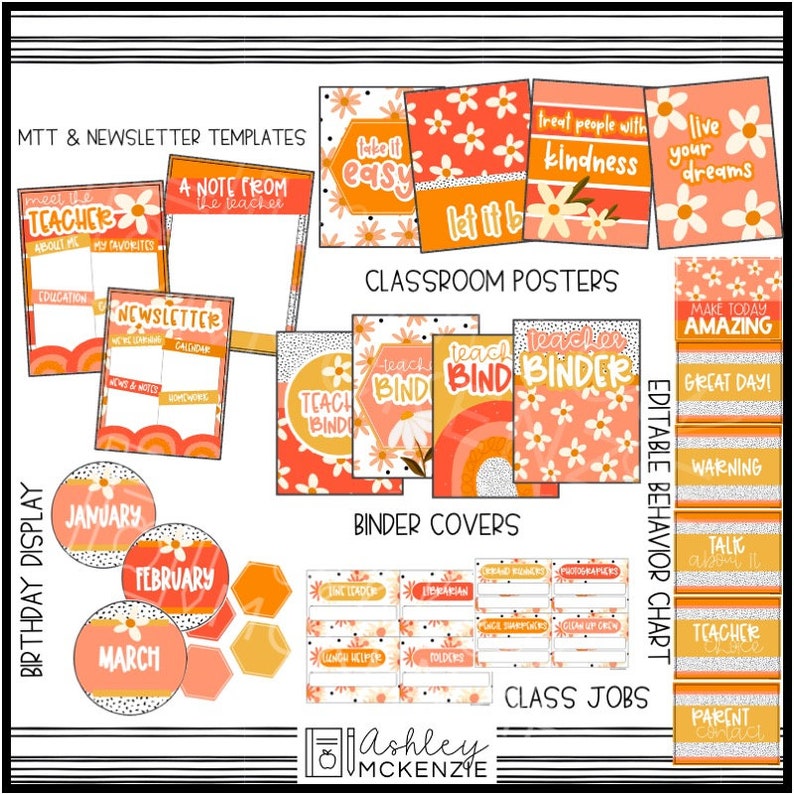Daisy Themed Classroom Decor Bundle Editable Classroom Decor - Etsy