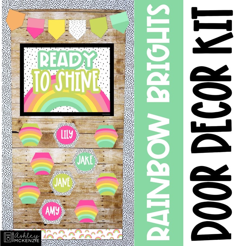Rainbow Brights Classroom Door Decor Kit Back to School Easy - Etsy