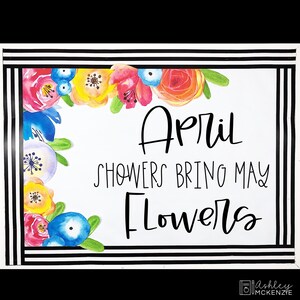 Spring Flowers Bulletin Board or Classroom Door Decor, March, April ...