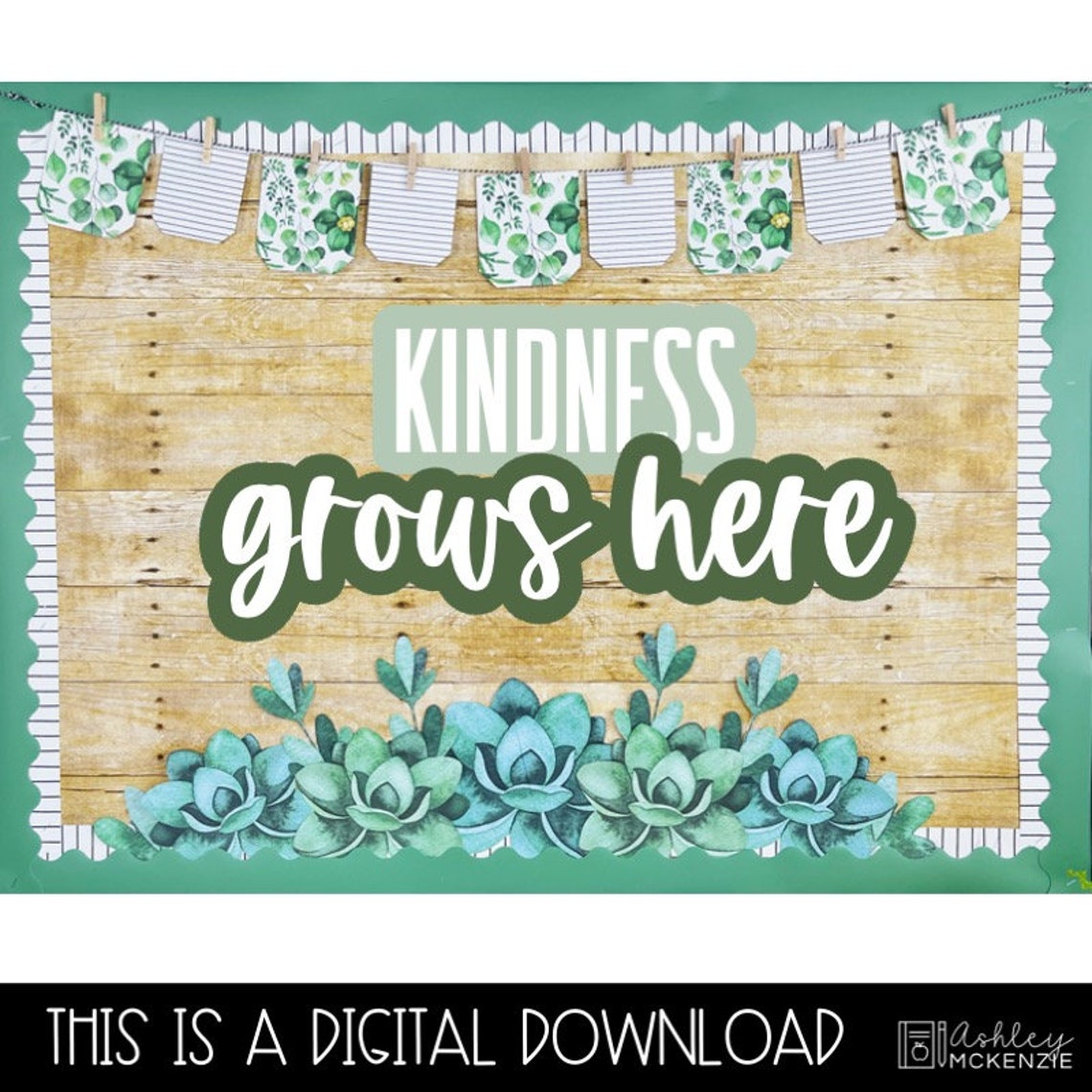 Modern Greenery Back to School Bulletin Board Kit Easy and - Etsy