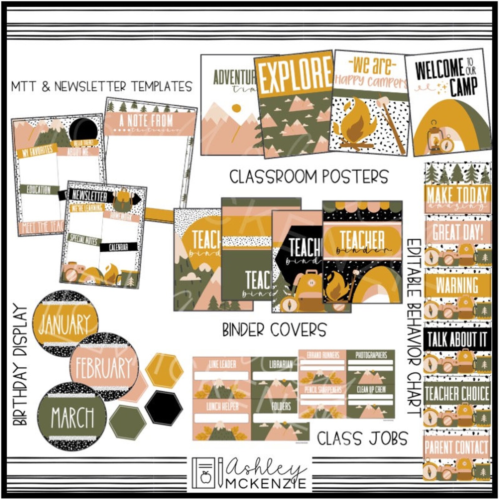 Camping Adventure Classroom Decor Bundle Easy and Modern - Etsy