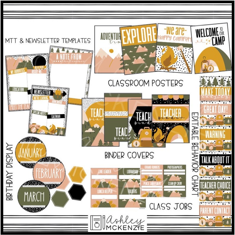 Camping Adventure Classroom Decor Bundle Easy and Modern - Etsy