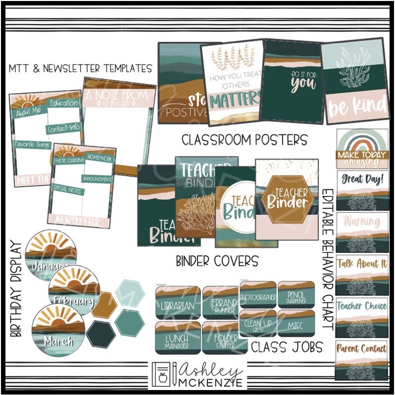 Calm Coastal Classroom Decor Theme Calming Classroom Decor Bundle ...