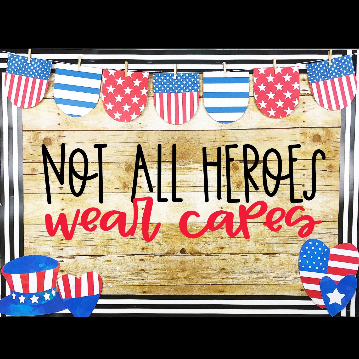 4th of July Bulletin Board Patriotic Classroom Door Decor Red White and ...