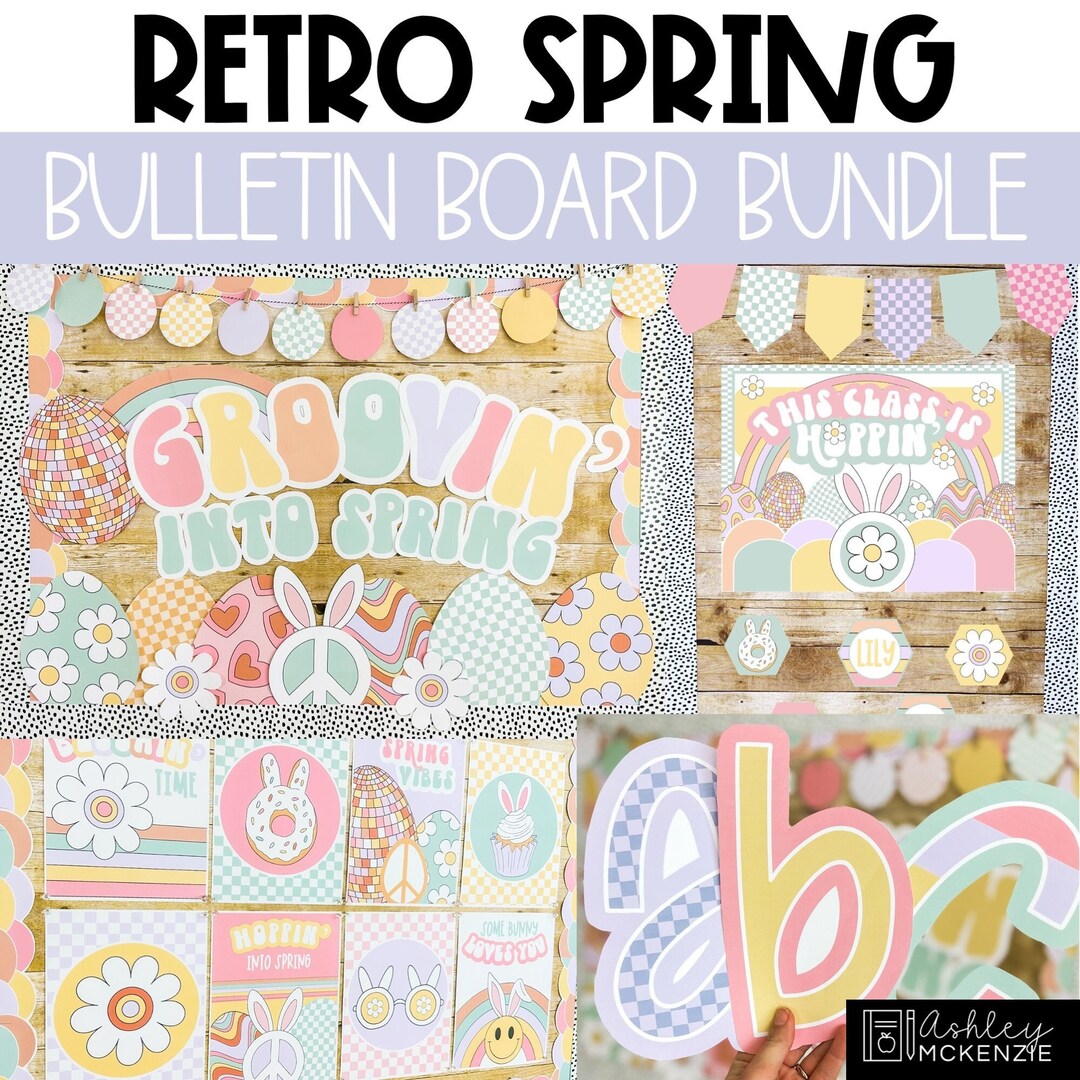 Retro Spring Classroom Decor, April Bulletin Board Kit, Classroom ...