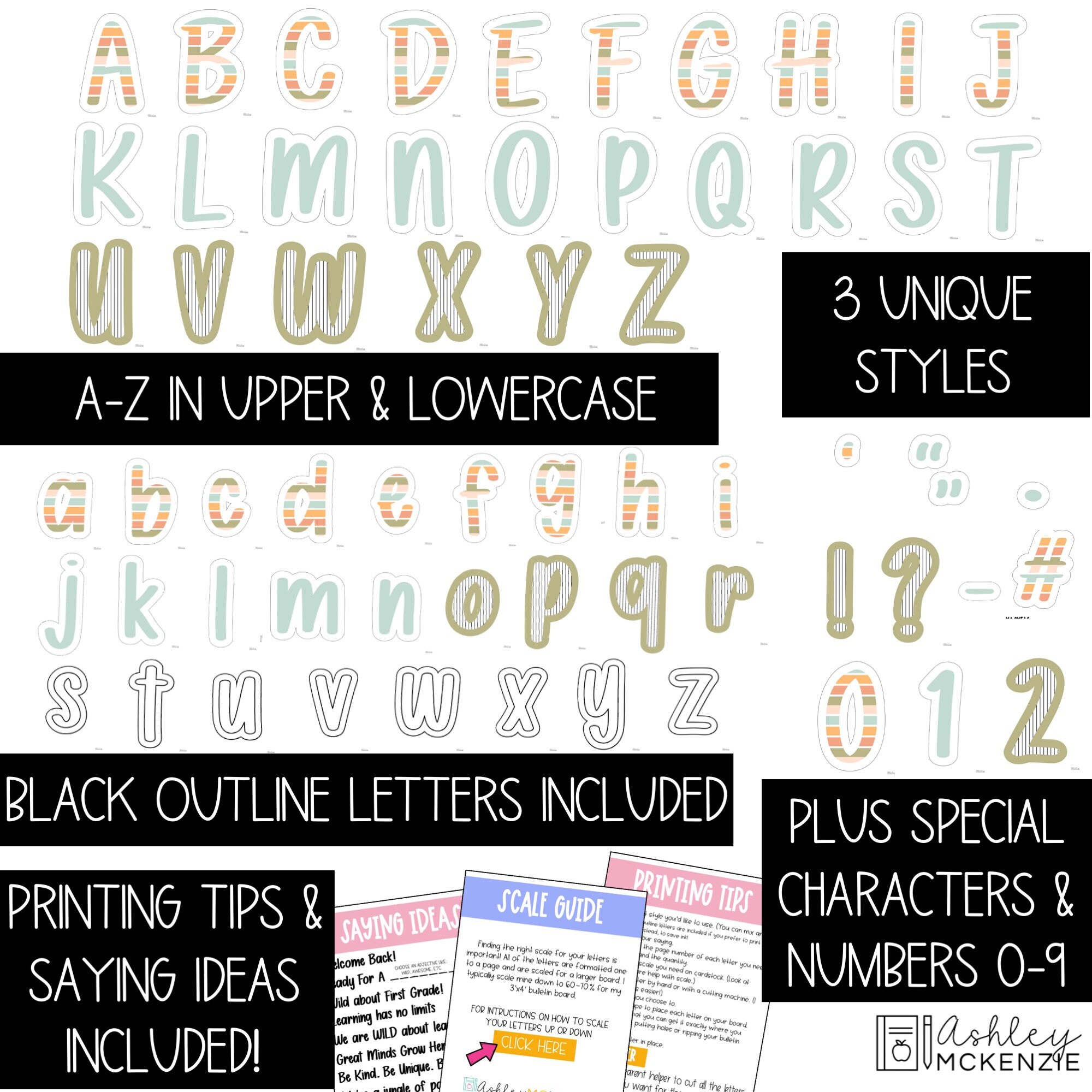 Tropical Surf Classroom Decor, Primary Font A-Z Bulletin Board Letters ...