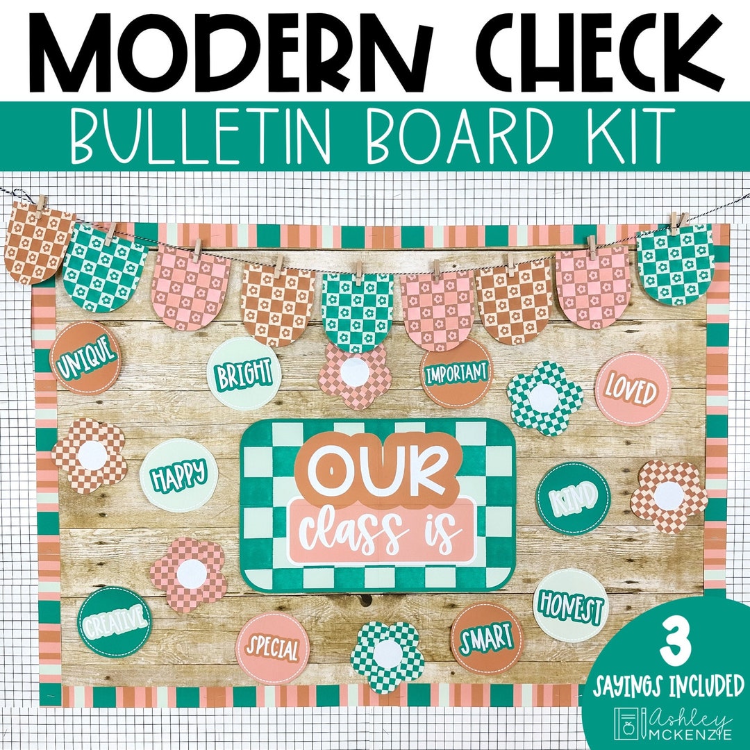 Modern Checkered Back to School Bulletin Board Kit, Easy and Modern ...