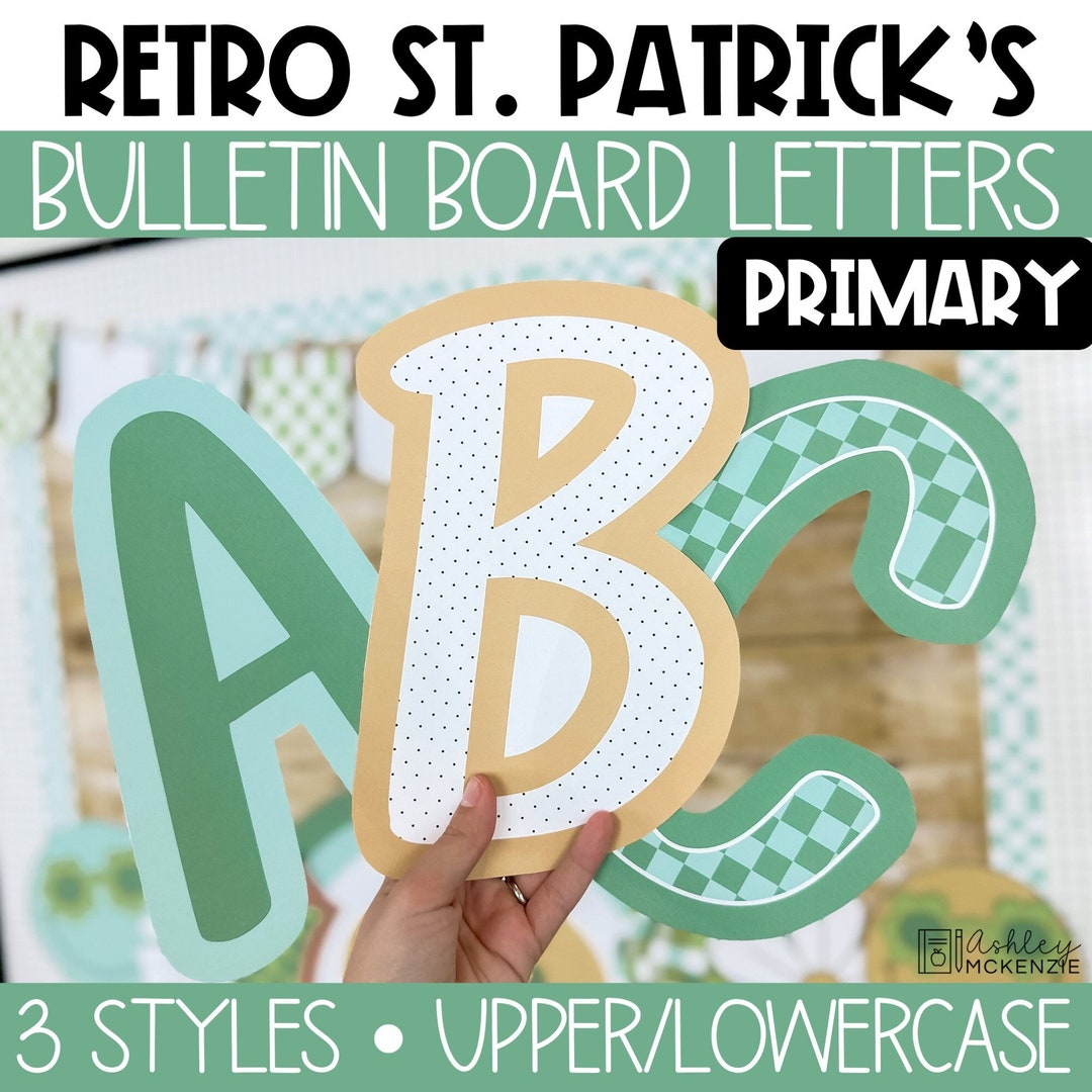 Retro St. Patrick's Day Classroom Decor, Primary Font A-Z Bulletin ...
