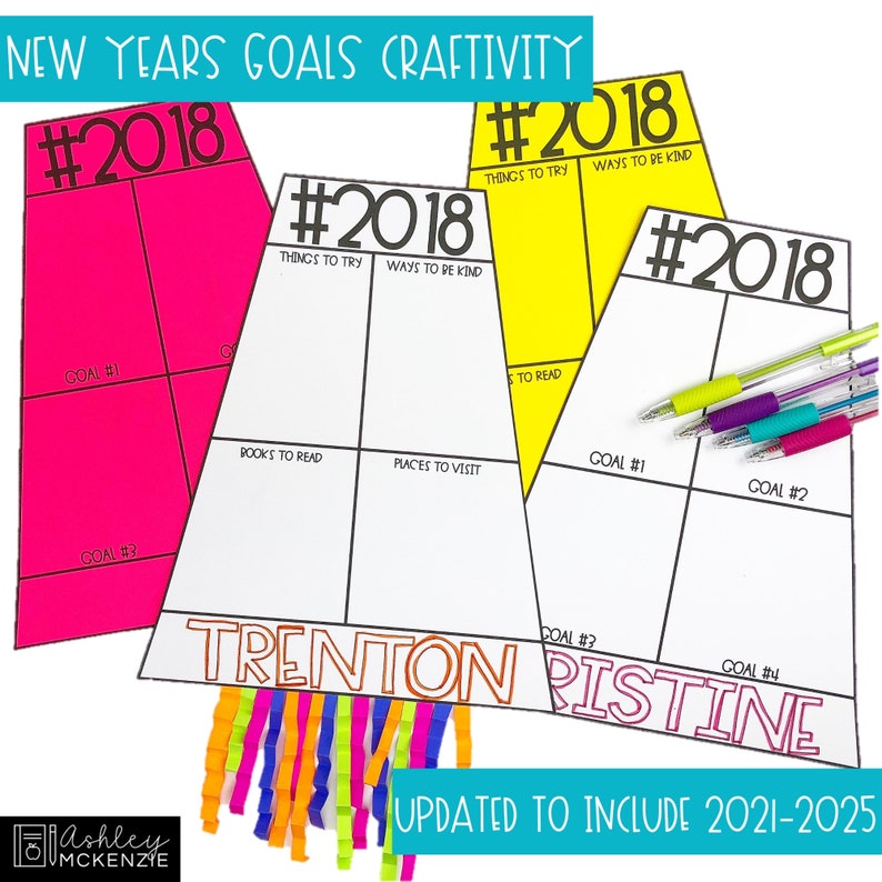 New Year's Resolutions Craft, Goal Writing Activity, New Year 2026 ...