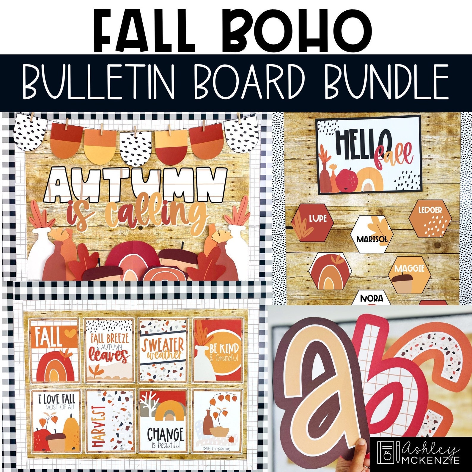 Boho Fall Classroom Decor Bulletin Board Kit Classroom - Etsy