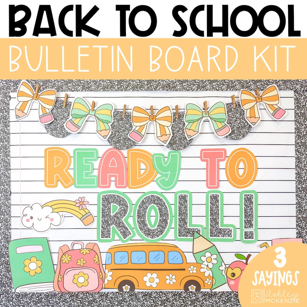 Ready to Roll Back to School Bulletin Board Idea Fall Door Decor ...