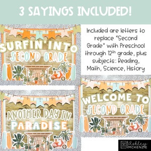 Beach Themed Back to School Bulletin Board Kit, Tropical Surf Theme ...