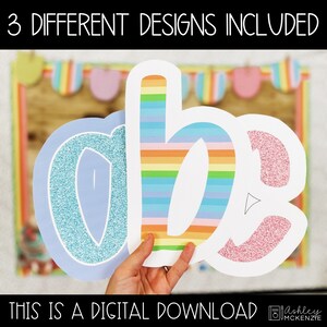 Pastel Sweets Classroom Decor, Primary Font A-Z Bulletin Board Letters ...