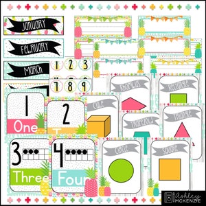 Bright Pineapple Classroom Decor Bundle, Easy and Modern Classroom ...