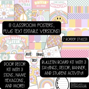 Retro Spring Classroom Decor, April Bulletin Board Kit, Classroom ...