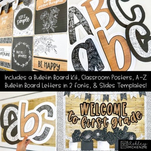 Black and White Floral Back to School Classroom Decor, Bulletin Board ...